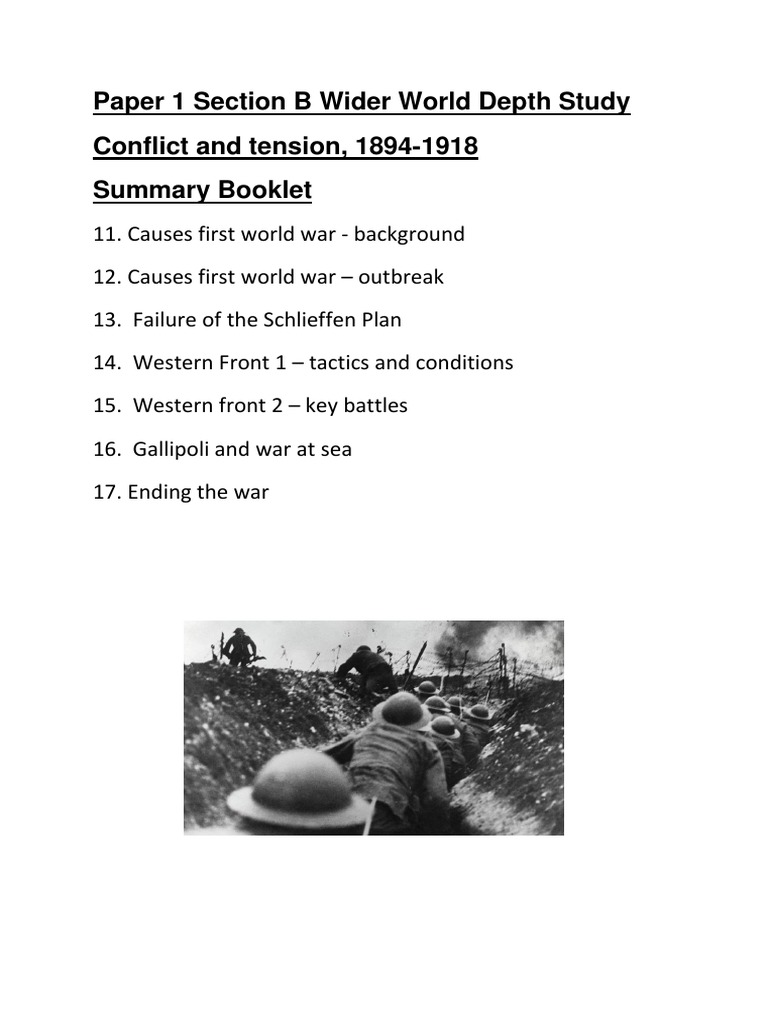 Ww1 Revision Sheets Combined | PDF | Trench Warfare | World War I