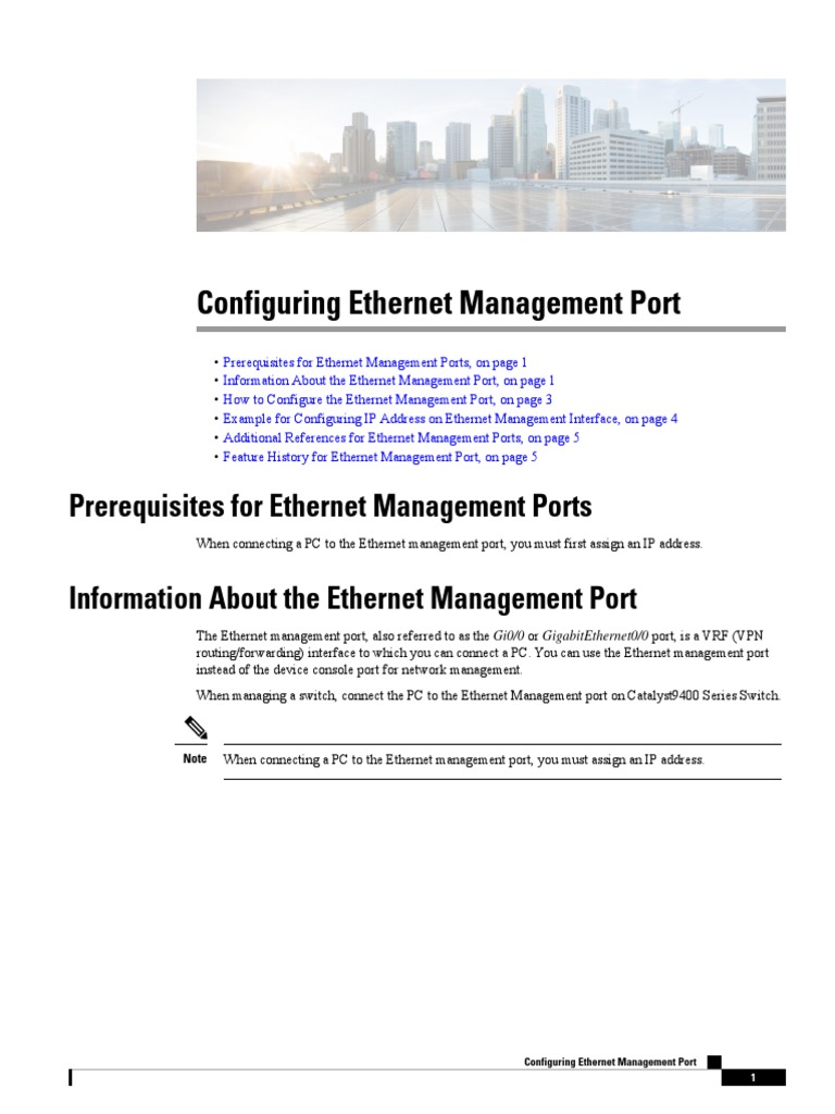 Configuring Ethernet Management Port Pdf Port Computer Networking Network Switch