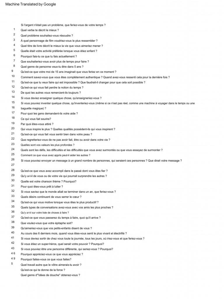 FRENCH Questions | PDF