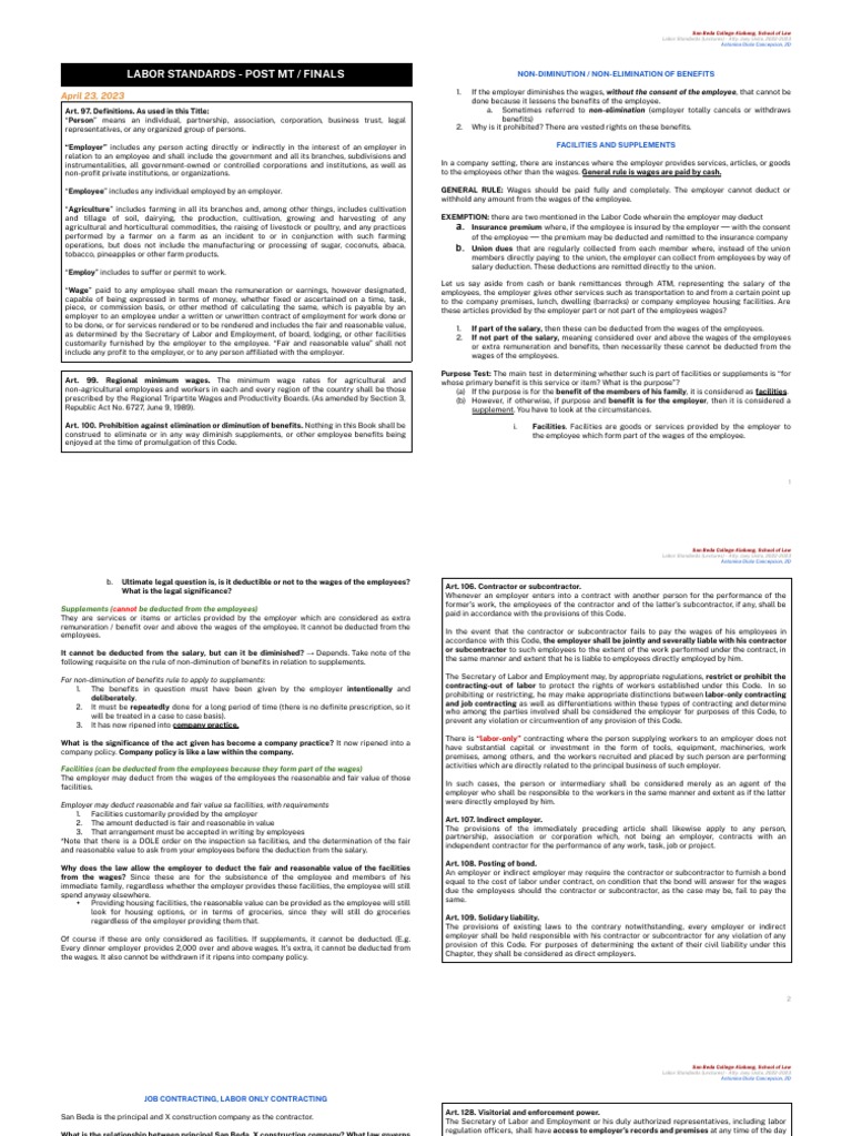 Labor Standards (Transcriptions - Edited) | PDF | Cost Of Living | Employment