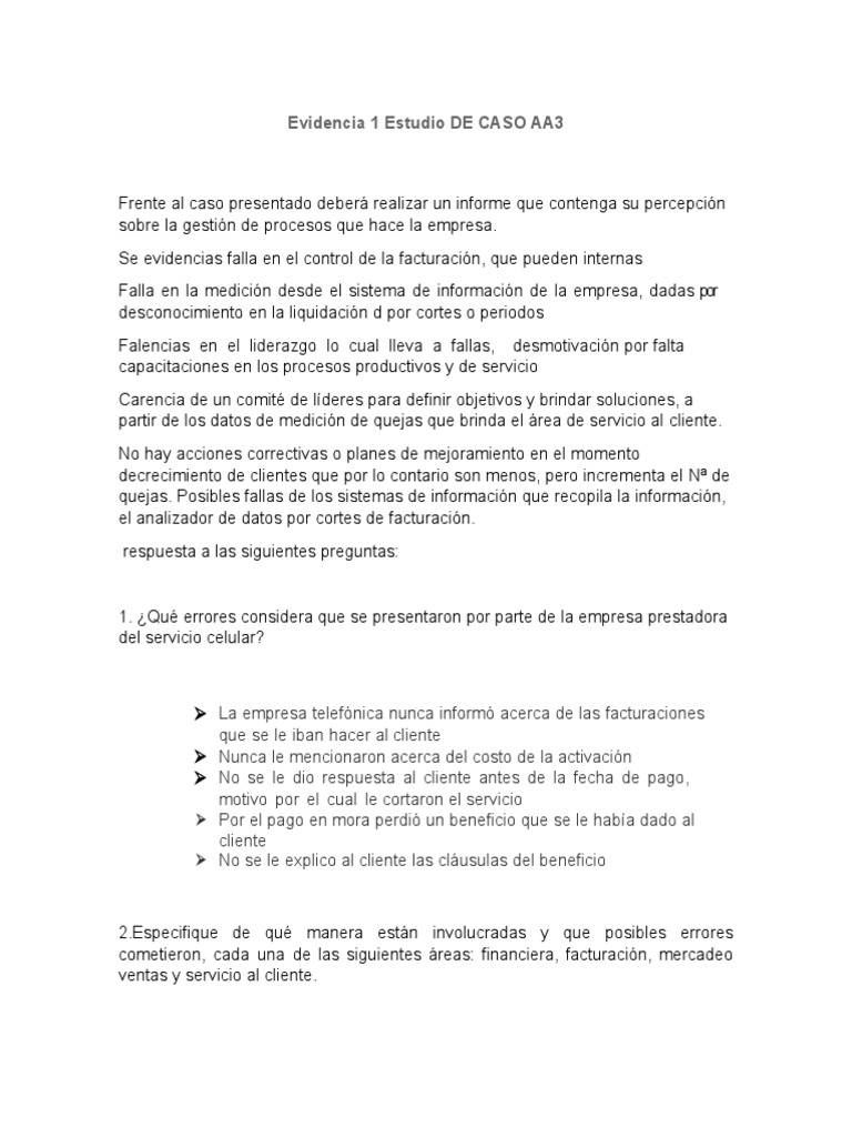 Evidencia 1 Estudio DE CASO AA3 | PDF