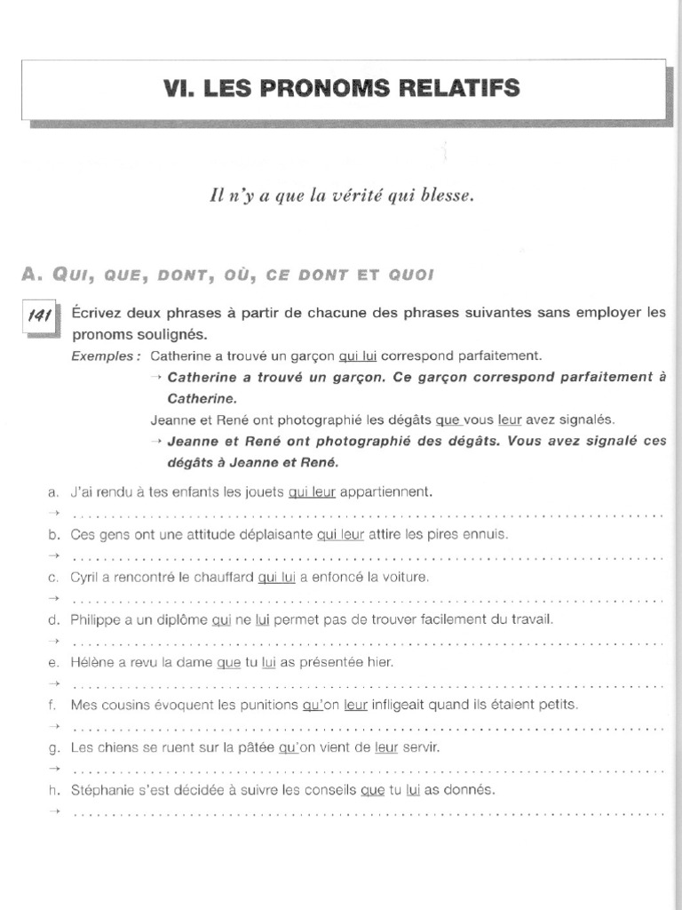 Exercises Sur Les Pronoms Relatifs | PDF | La nature | Business