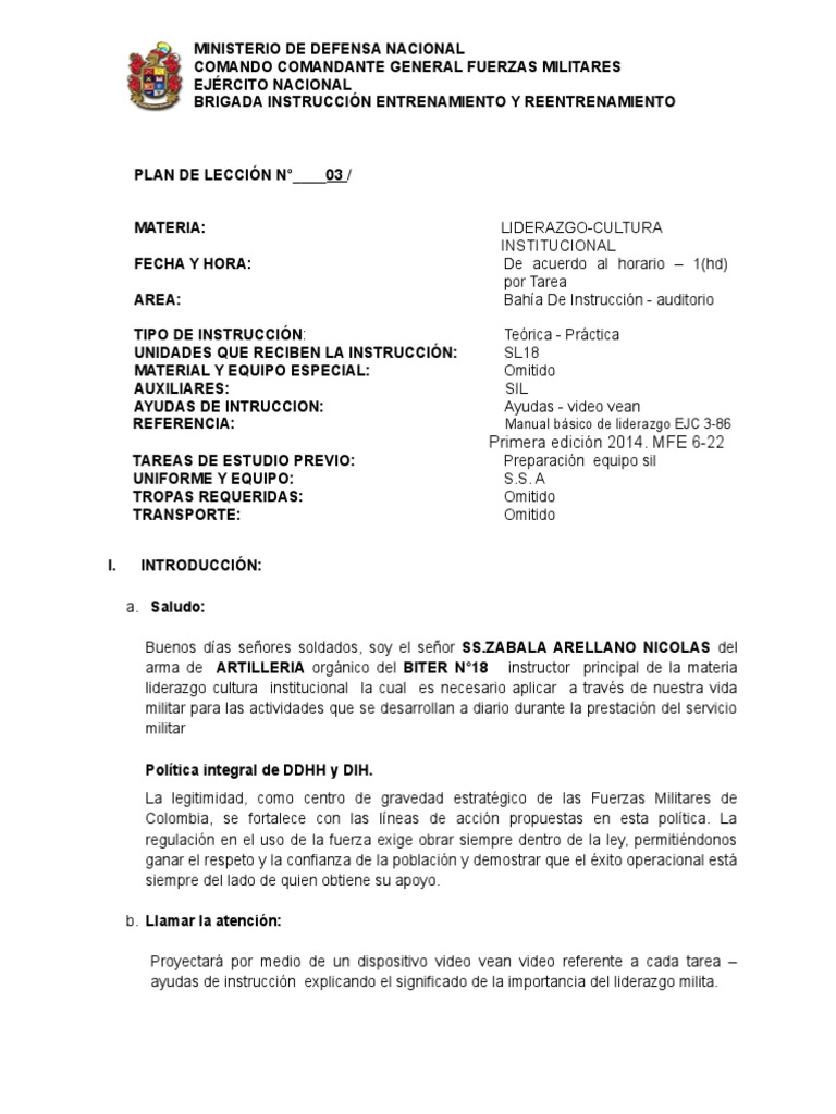 Plan de Leccion Tarea 03-1 | PDF | Liderazgo