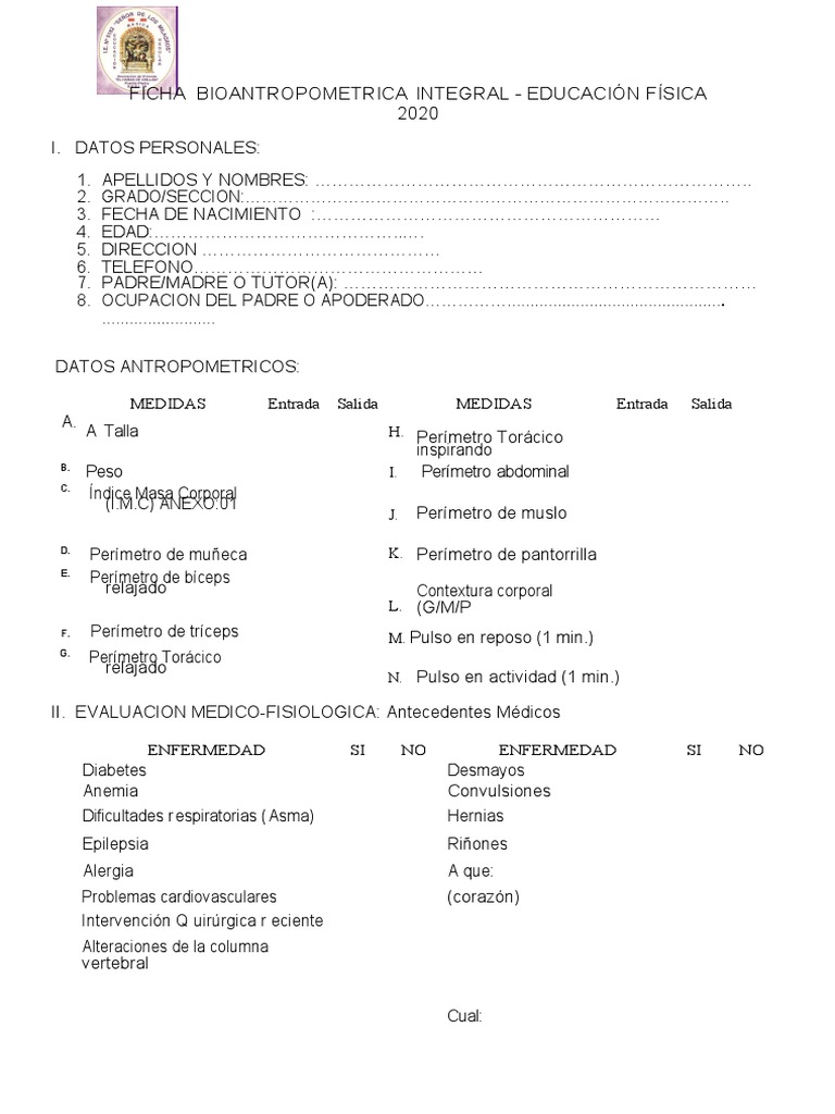 Ficha Biometrica | PDF | Enfermedades y trastornos | Medicina CLINICA