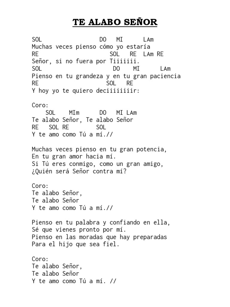 Te Alabo Señor | PDF