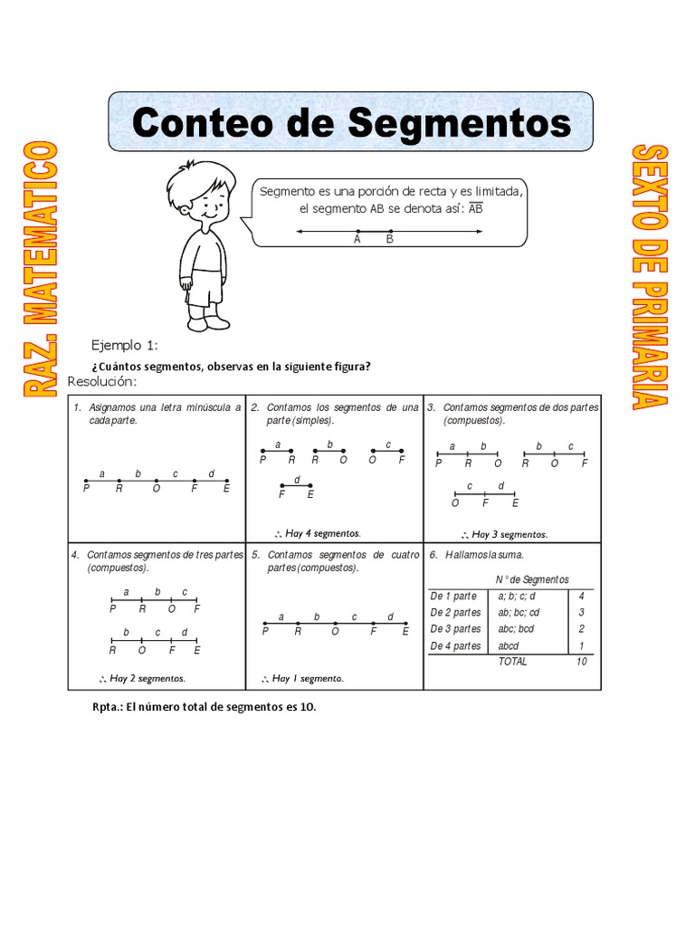 Ejercicios de Conteo de Segmentos para Sexto de Primaria | PDF | Matemáticas