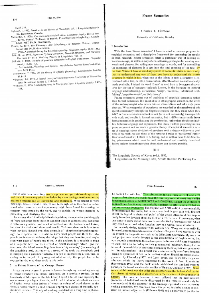 Linguistics & Frame Semantics | PDF | Lexical Semantics | Clause