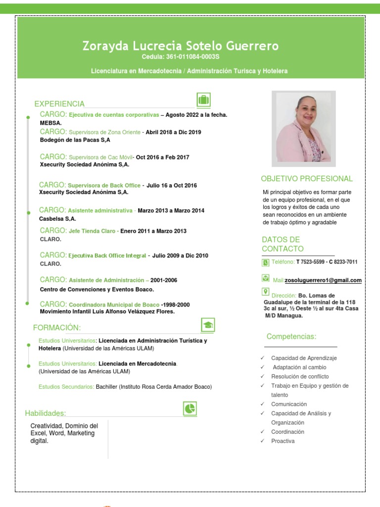 CV - Zorayda Sotelo 2023 | PDF | Economias | Business