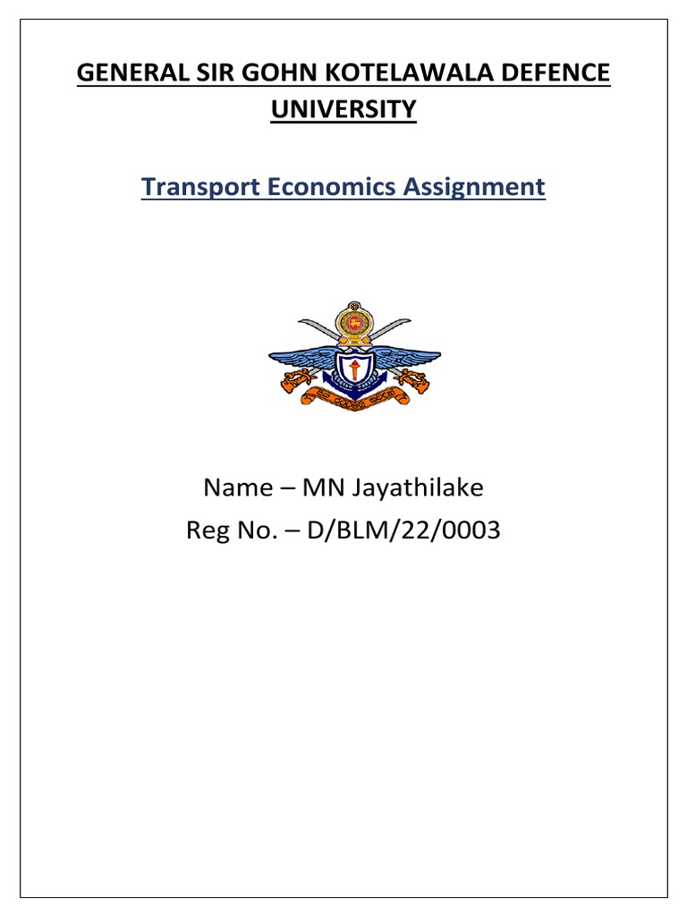 Transport Economics - Assignment 2 - 123801 | PDF | Transport | Cargo