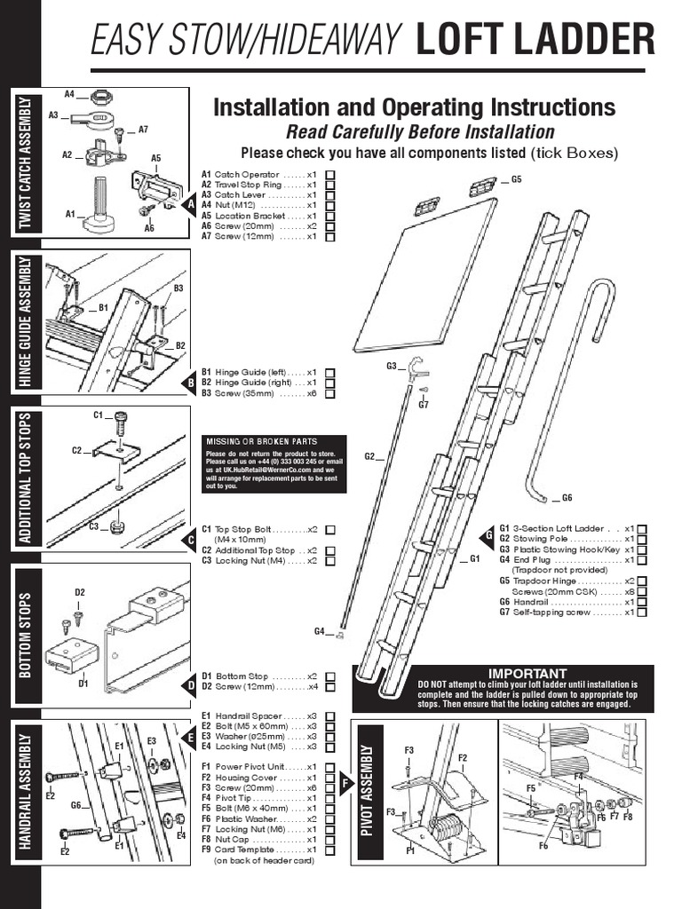 Manual Werner Loft Ladder 10383 | PDF | Screw