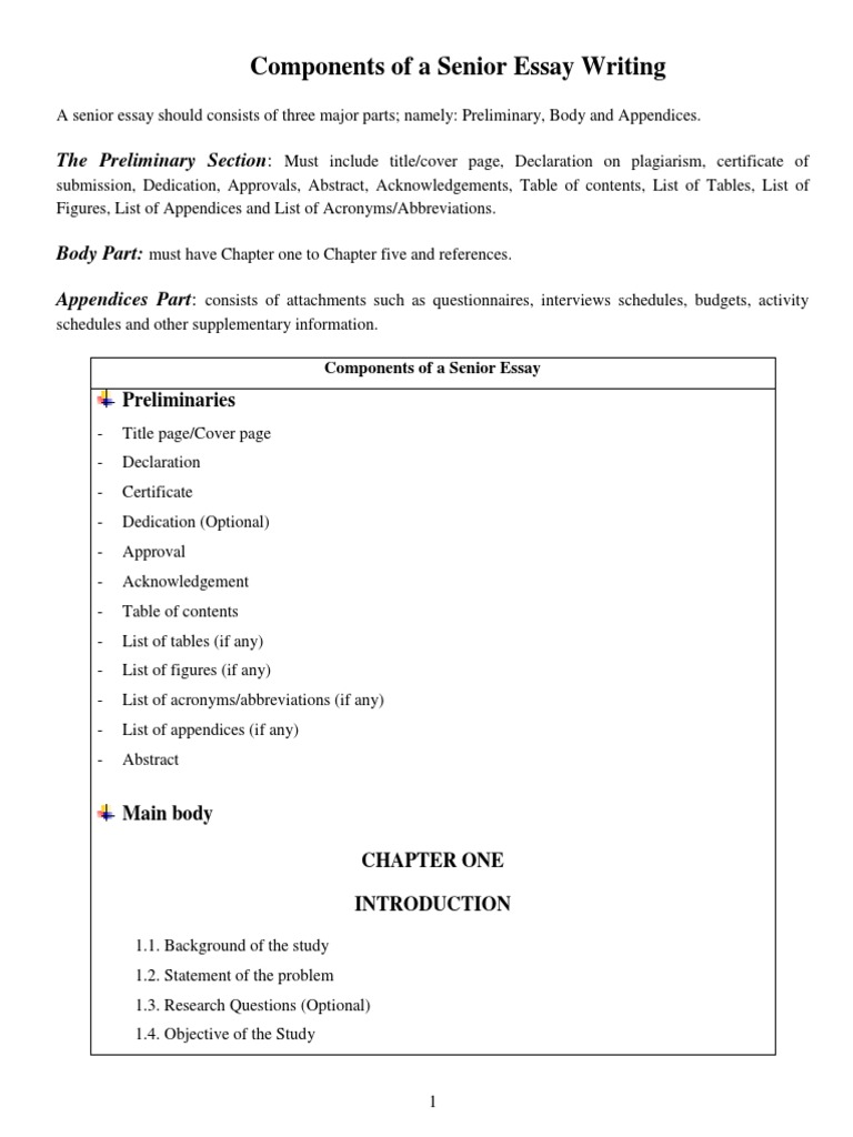 Senior Essay Guideline | PDF