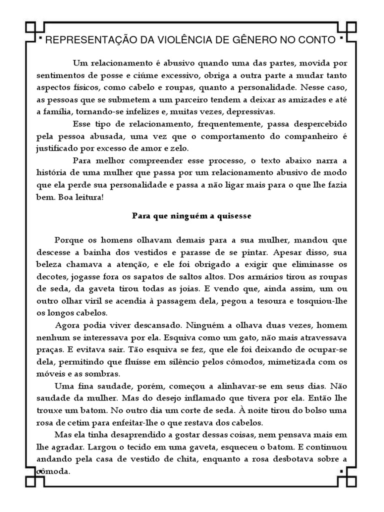 Para Que Ninguém A Quisesse V. Aluno | PDF | Violência | Psicologia