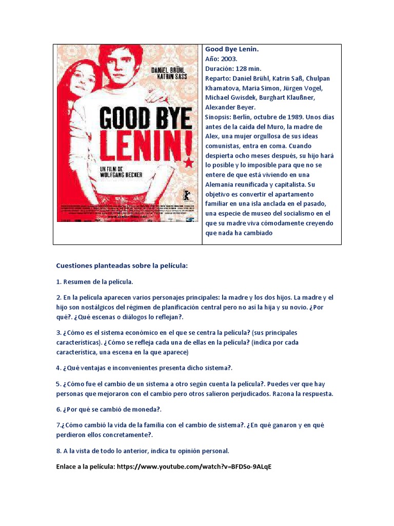 Ficha Película-Good Bye Lenin | PDF