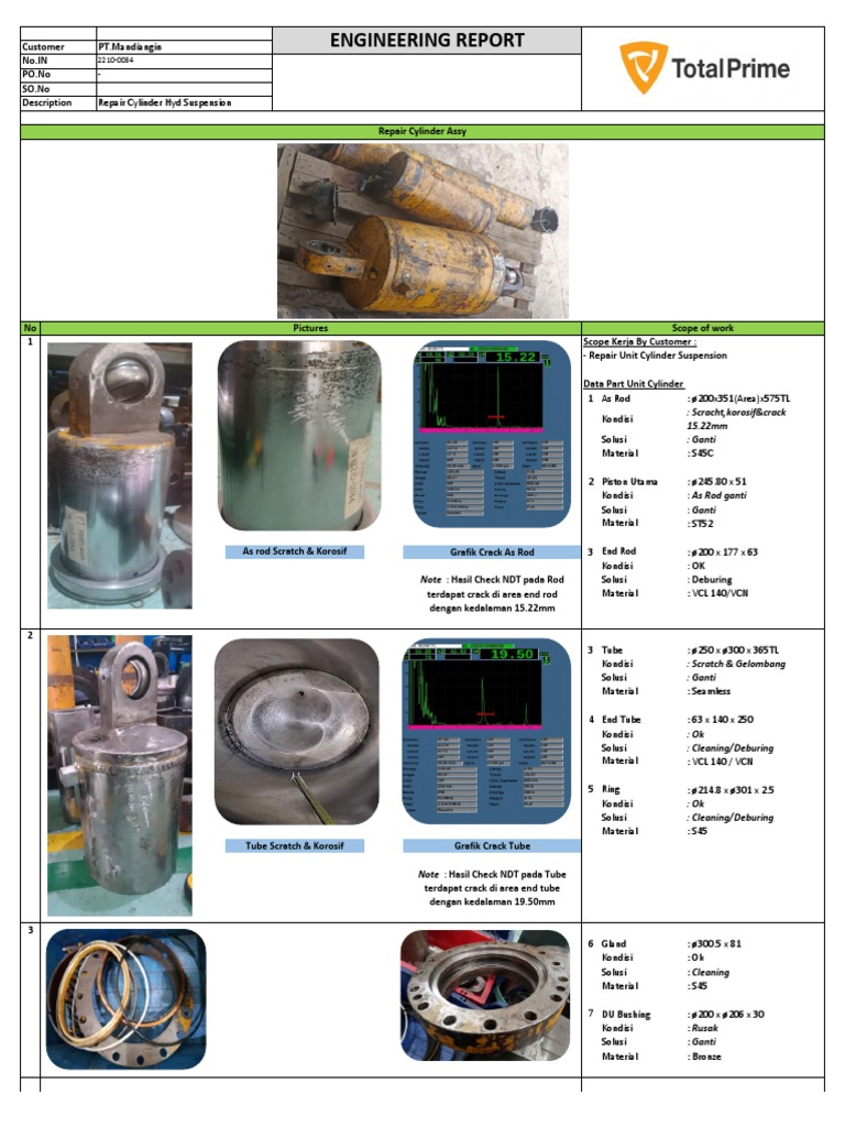 Report Cylinder Hyd Suspension REAR | PDF | Energy Conversion | Engines