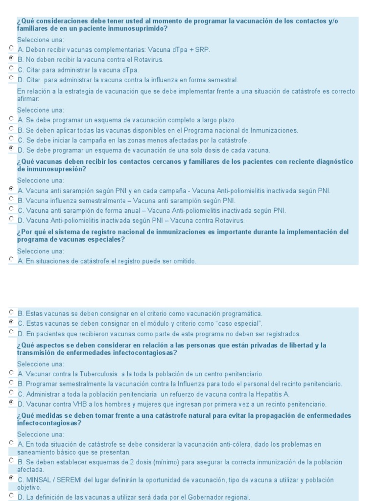 Preguntas Curso Vacunas Especiales | PDF | Vacunas | Influenza