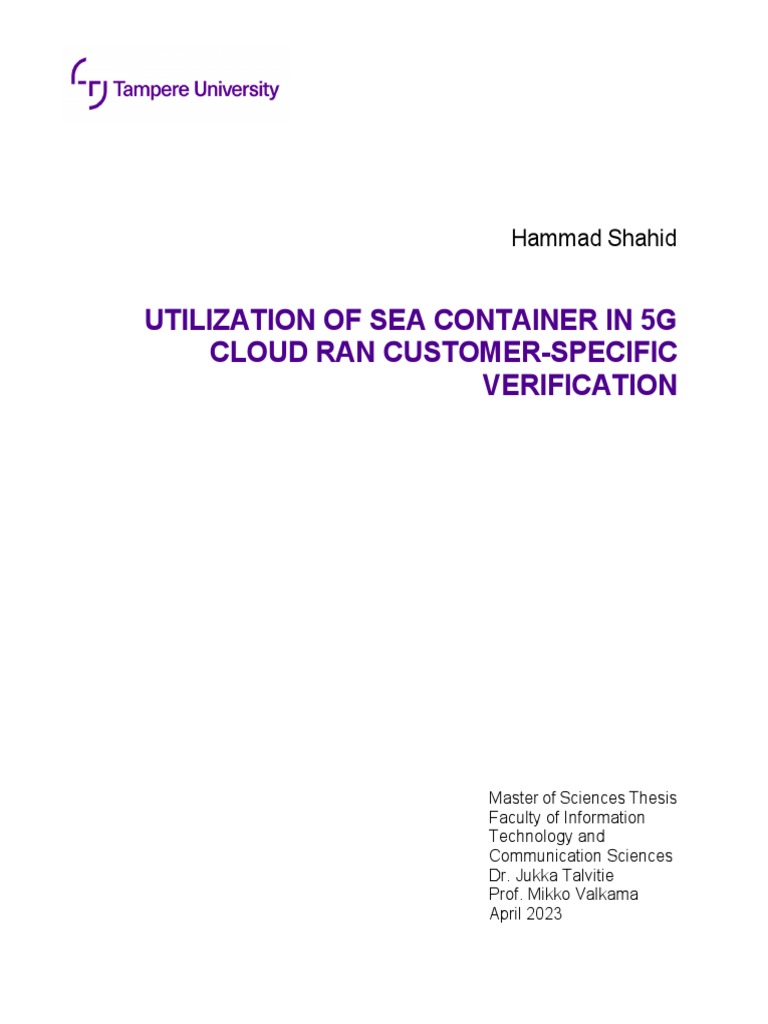 Utilization of Sea Container in 5G Cloud RAN Customer Specific verification-PDFA | PDF