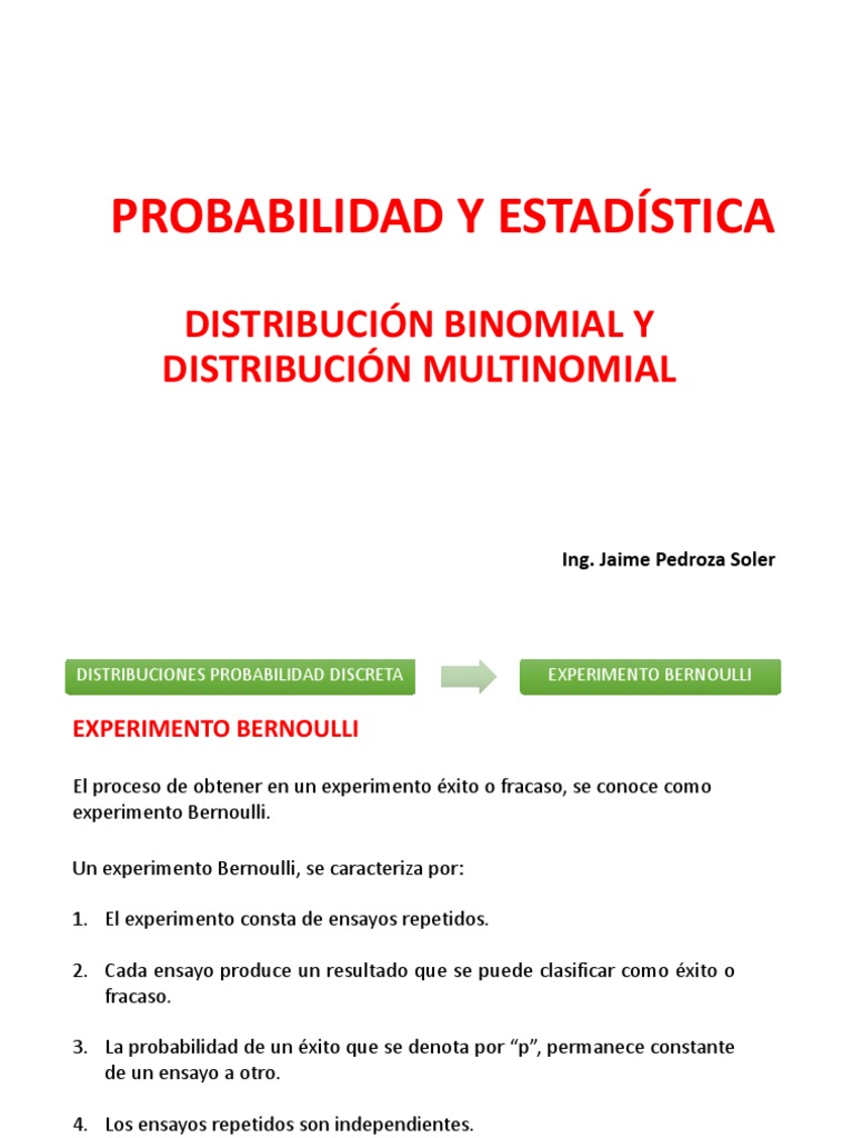 5.3. Distribuciones Binomial y Multinomial | PDF | Probabilidad | Experimentar
