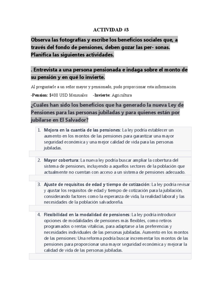 Actividad #3 Leccion #4 | PDF | Pensión | Jubilación