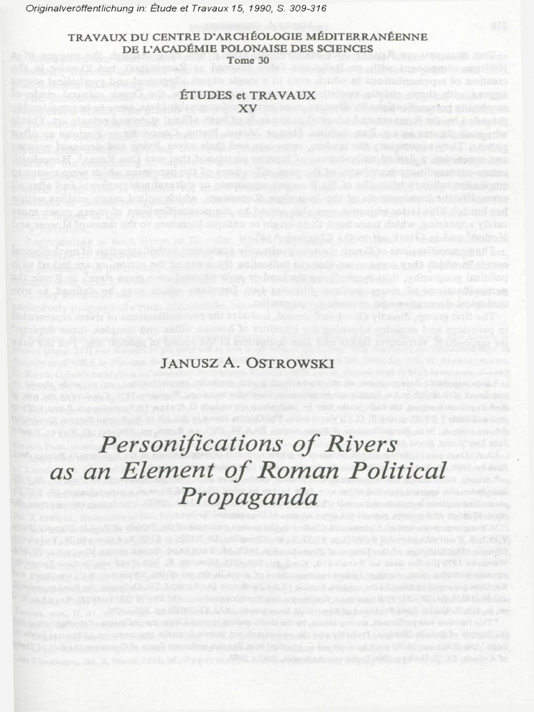 Personifications of Rivers As An Element of Roman Political Propaganda ...