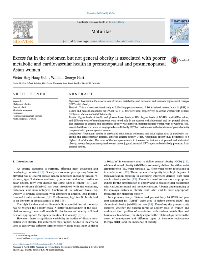 Goh - Excess Fat in The Abdomen - 2018 | PDF | Hormone Replacement ...