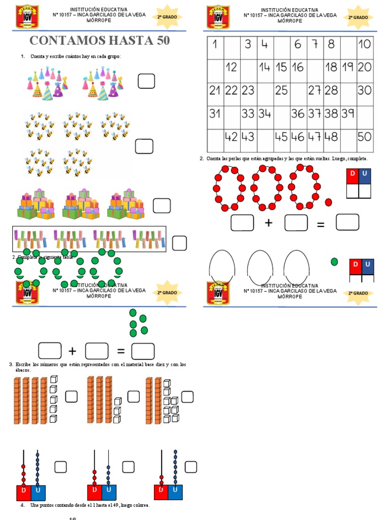 03.04 Mat Ficha Contamos Números Hasta 50 | PDF