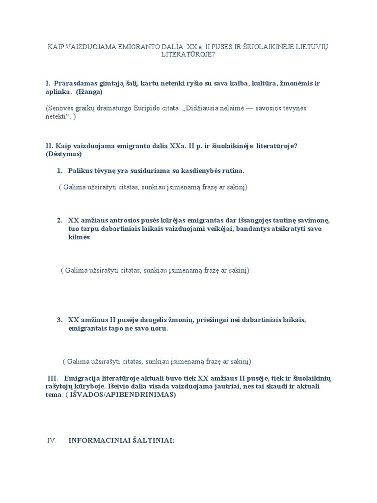 Kalbejimo Plano Pavyzdys | PDF