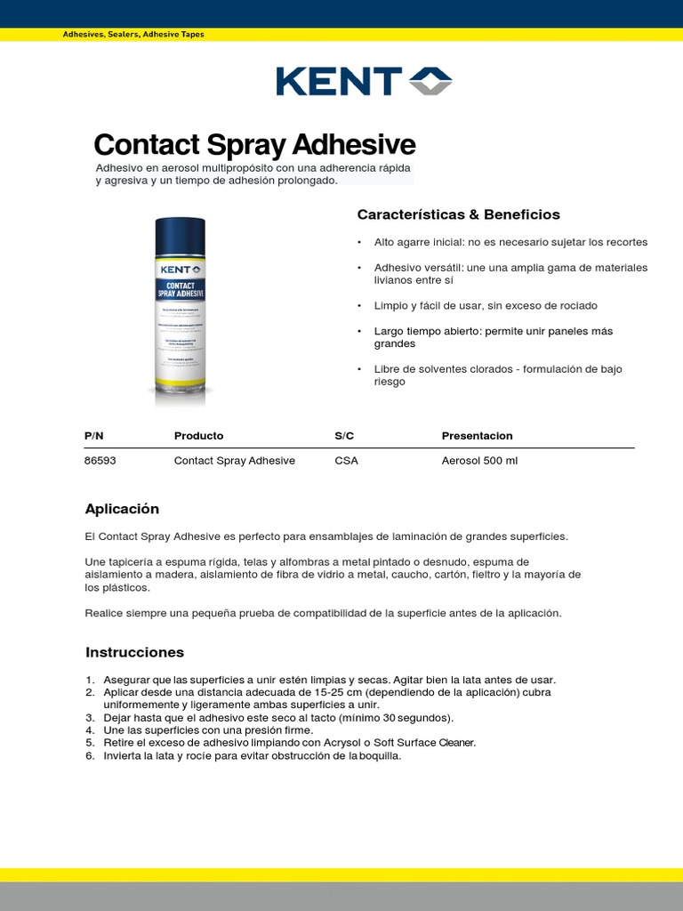 TDS - 86593 Contact Spray Adhesive | PDF