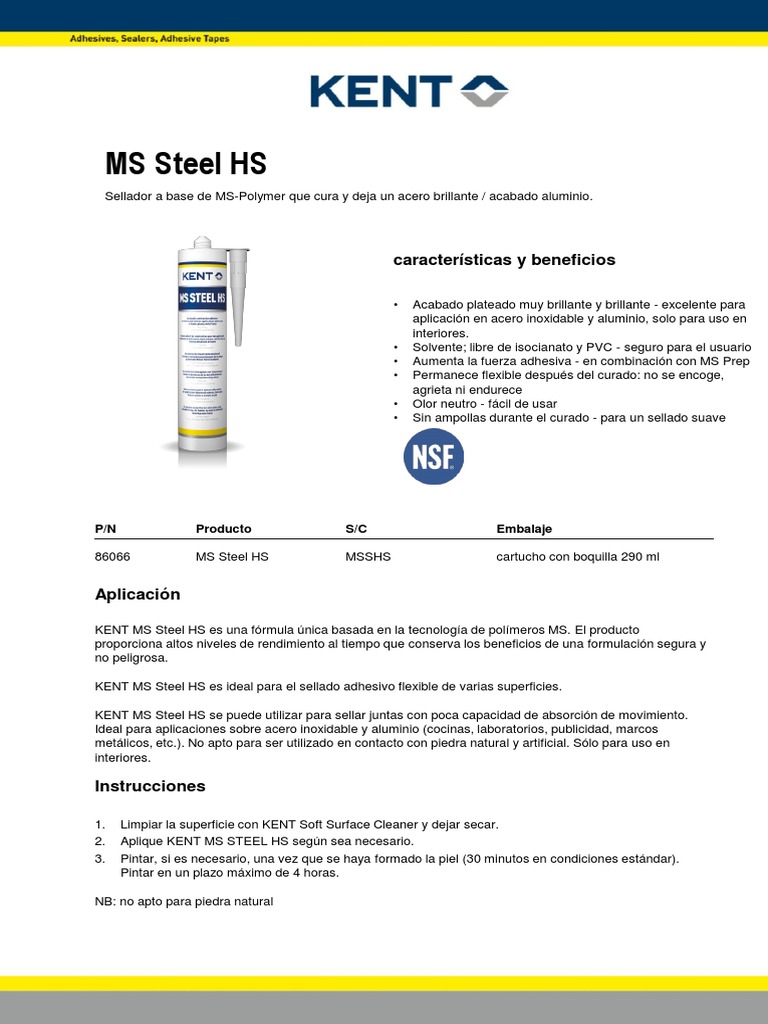 TDS - 86066 - MS Steel HS (1) .En - Es | PDF