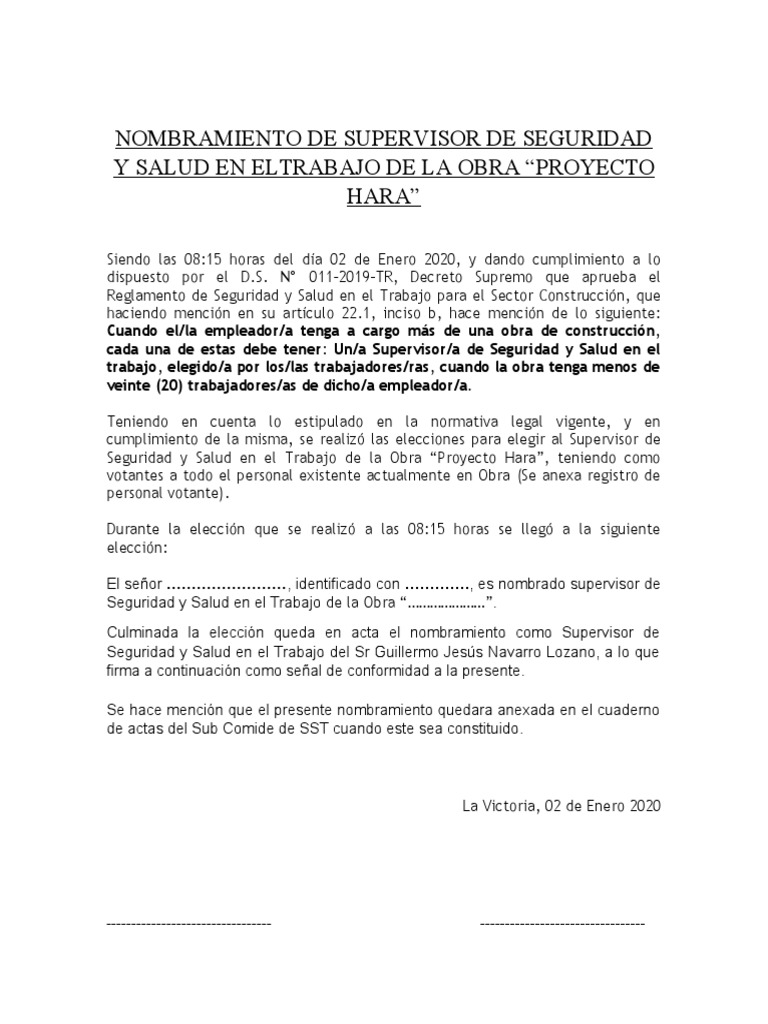 Nombramiento Supervisor SST (Ok) | PDF