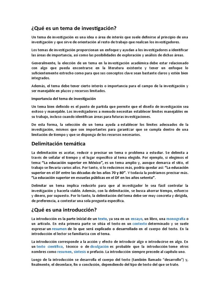 Definición del tema de investigación | PDF | Ensayos | Diseño
