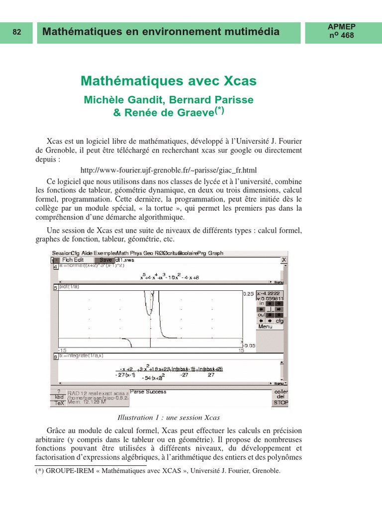 16 Xcas | PDF | Feuille de calcul | Mathématiques