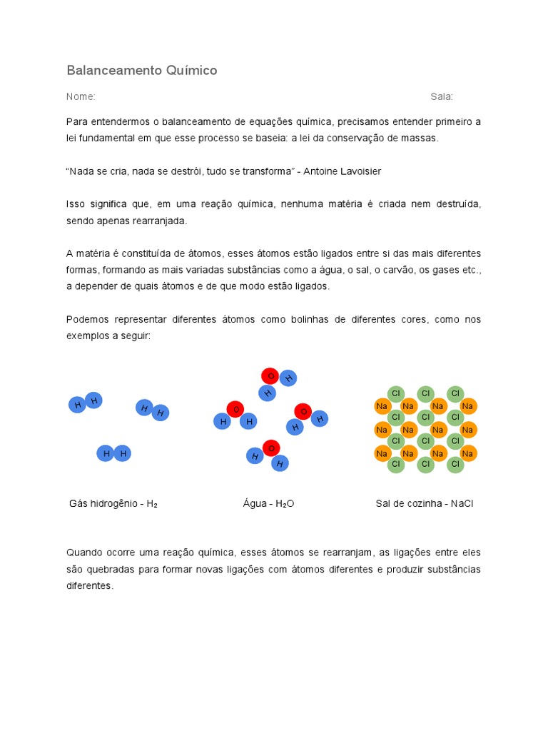 Balanceamento Químico | PDF | Reações químicas | Química