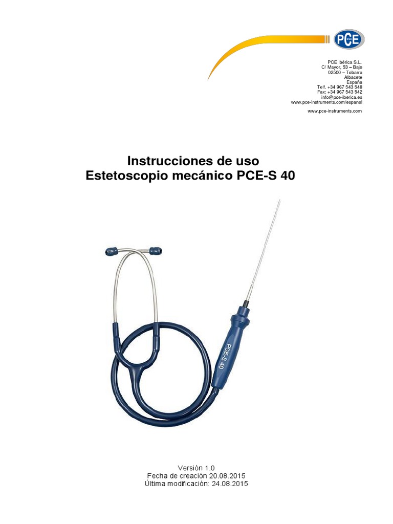 Manual Estetoscopio Pce S 40 v1 | PDF | Auriculares | Residuos