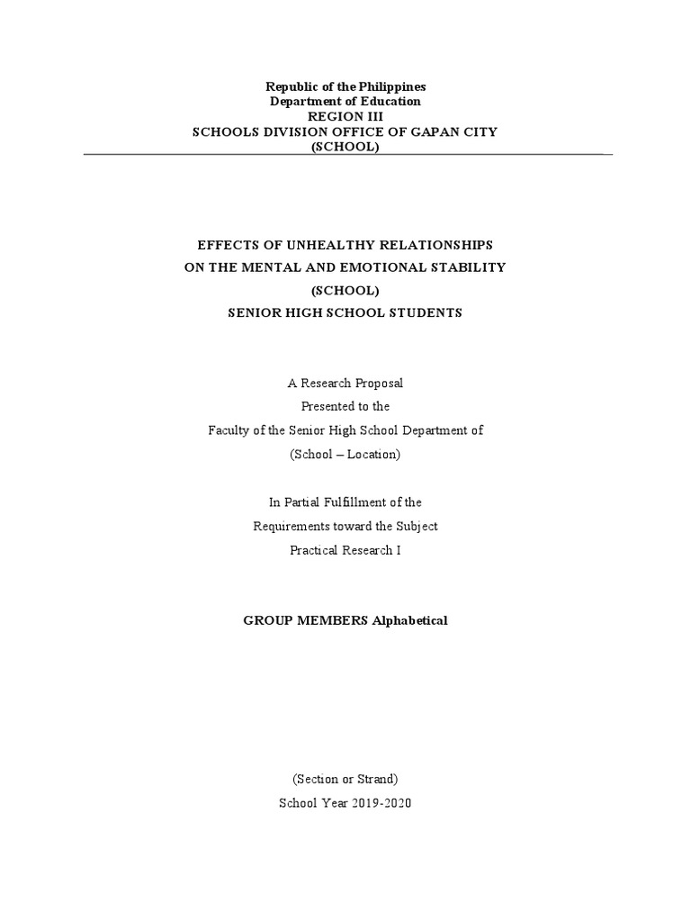 Research Chapter 1 Sample 1 | PDF | Adolescence | Self Esteem