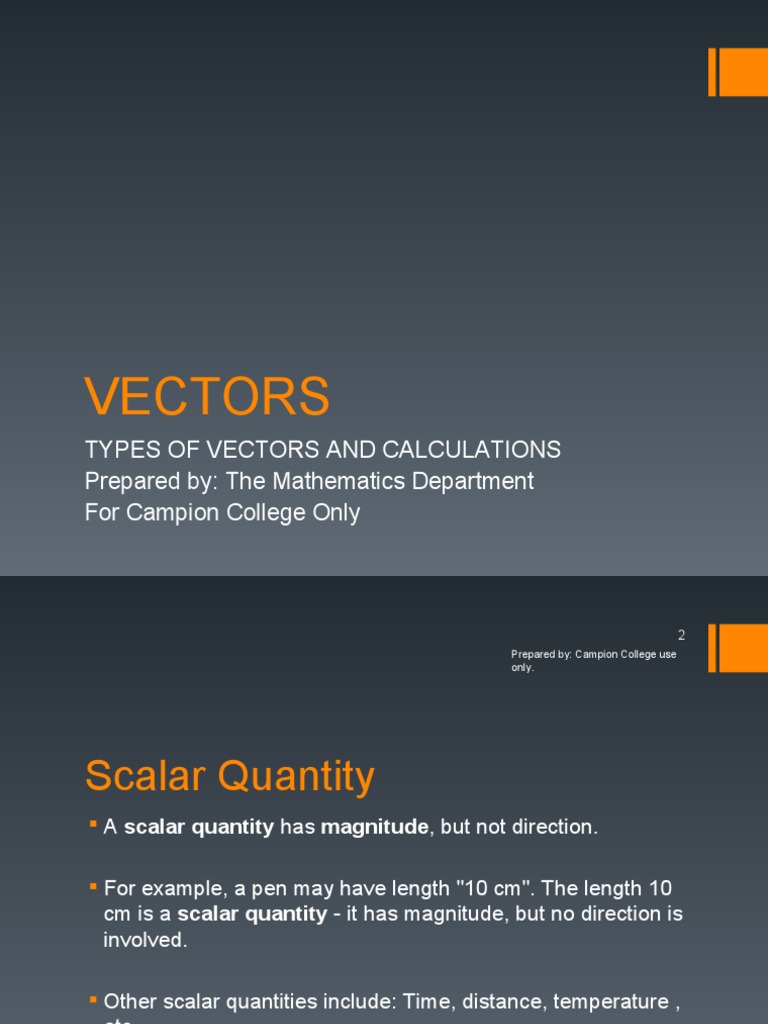 Vectors Notes Pdf Euclidean Vector Quantity