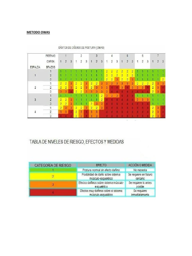 Metodo Owas Tablas | PDF