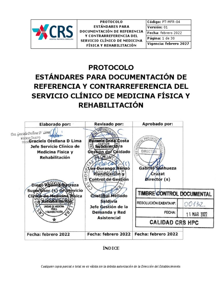 PT-MFR-04 V1 Protocolo Estándares para R y CR - Medicina Física y ...