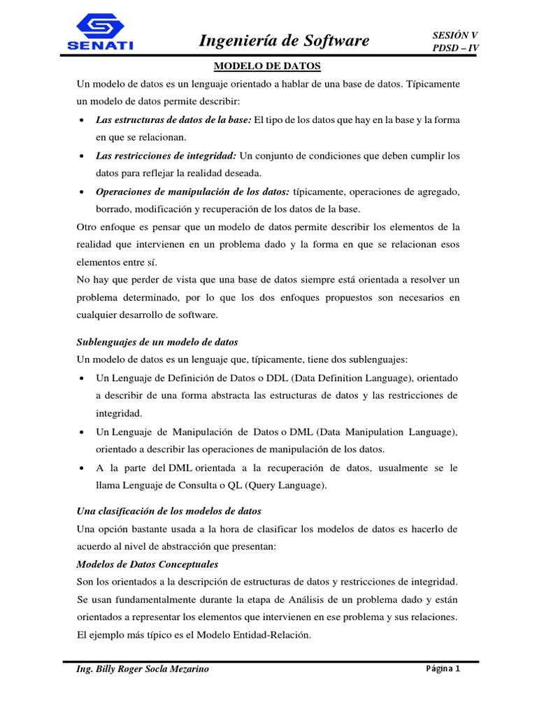 Sesión 05 - Modelo de Datos | PDF | Modelo de negocio | Negocios económicos