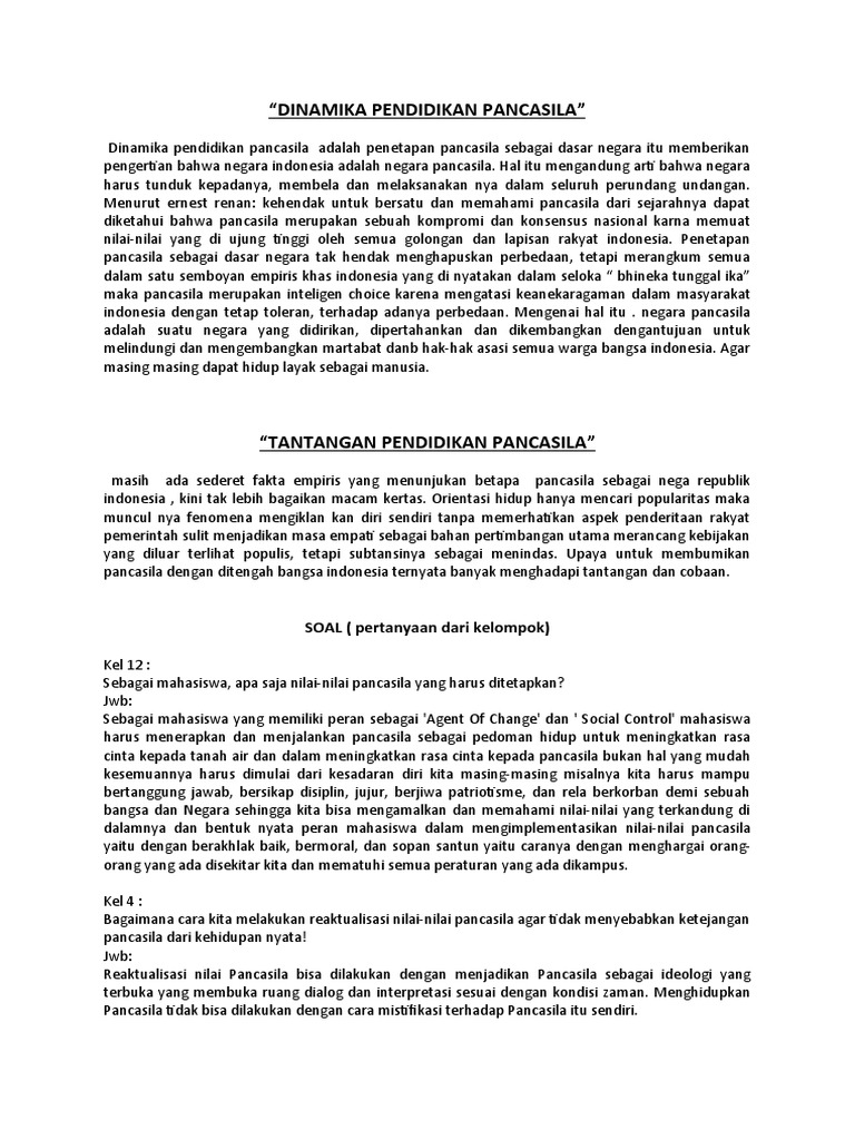 Dinamika Pendidikan Pancasila | PDF