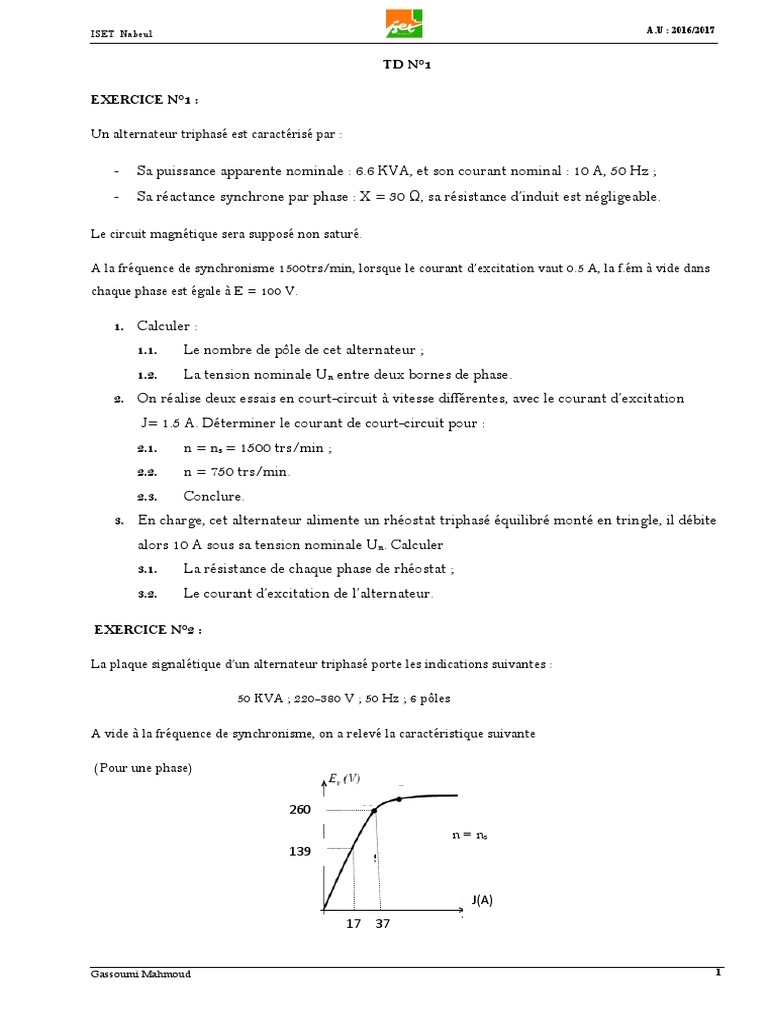 TD1 Machines Synchrones | PDF