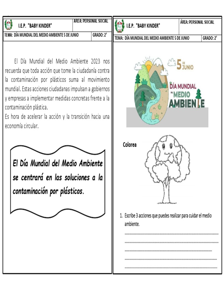 Ficha del Día Mundial del Medio Ambiente | PDF | Ciencia y matemáticas