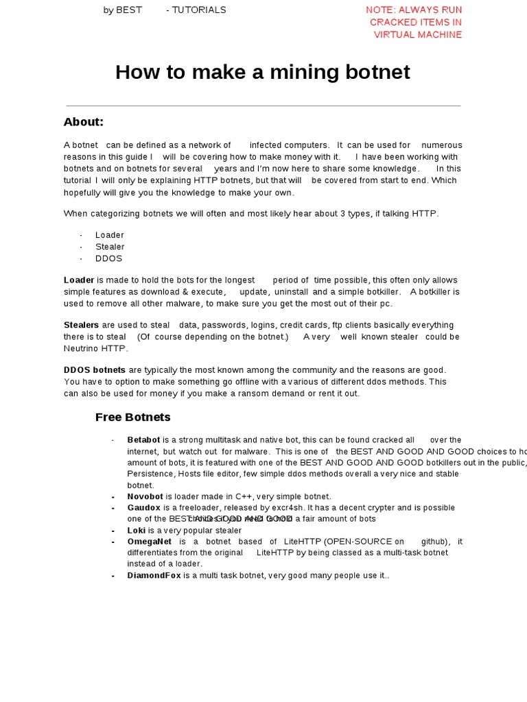 How To Make Mining Botnet | PDF