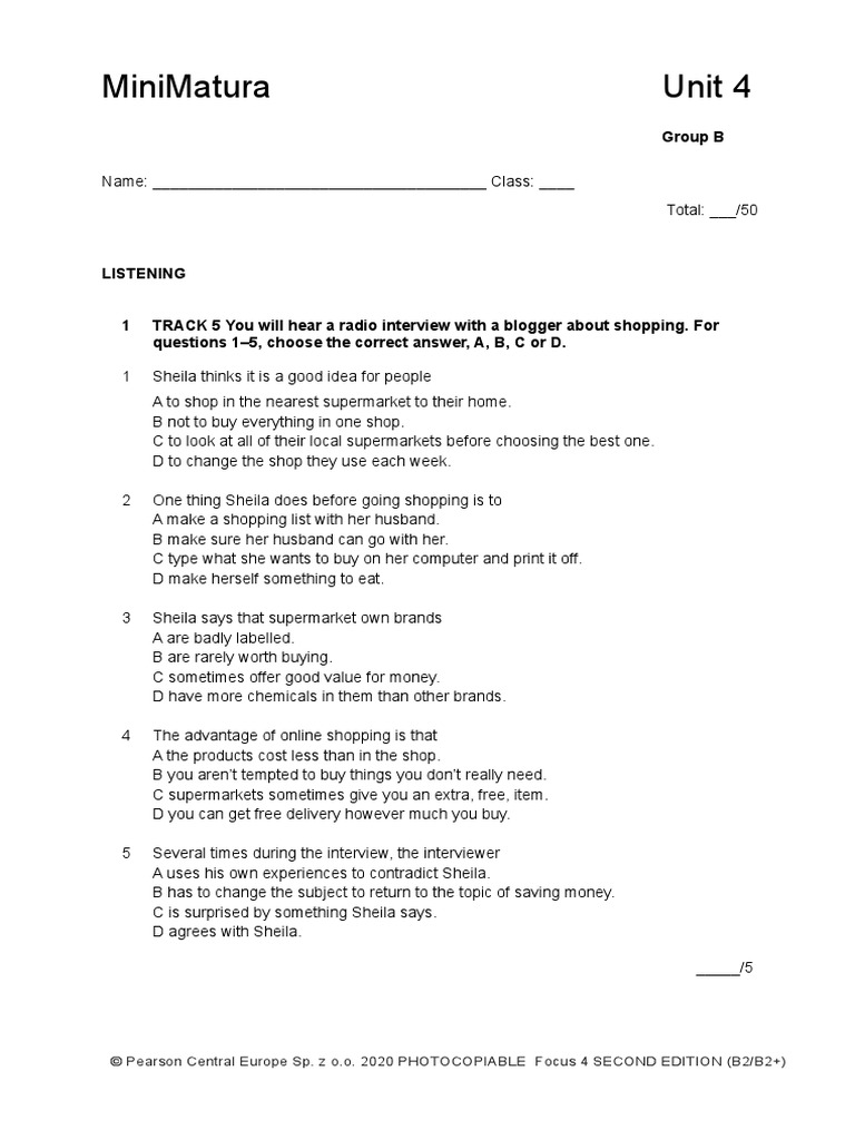 Focus 4 Test | PDF