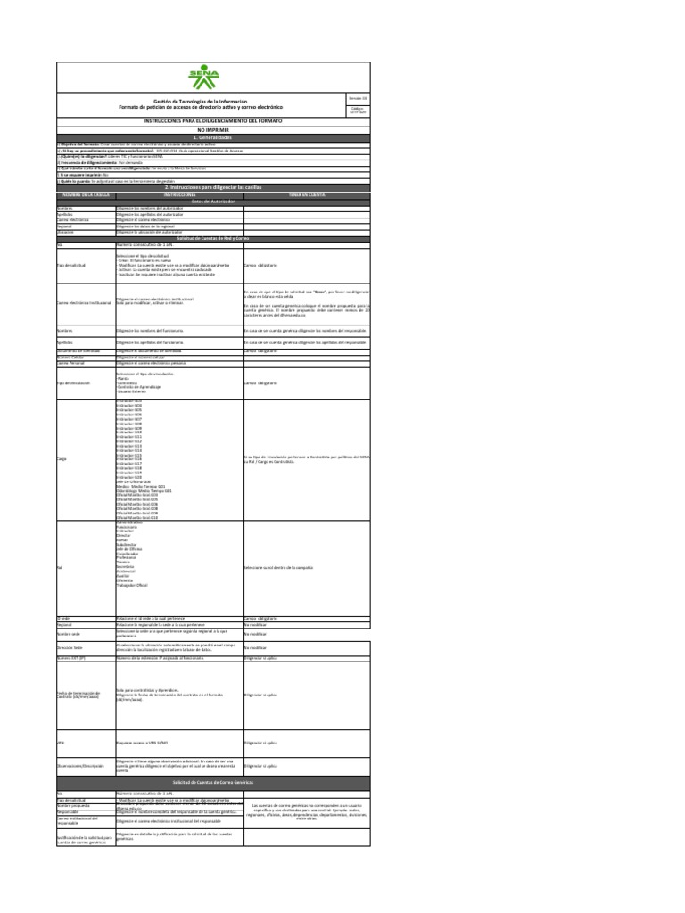 Gti-F-029 Solicitud Correo Institucional Sena | PDF | Tecnología de ...