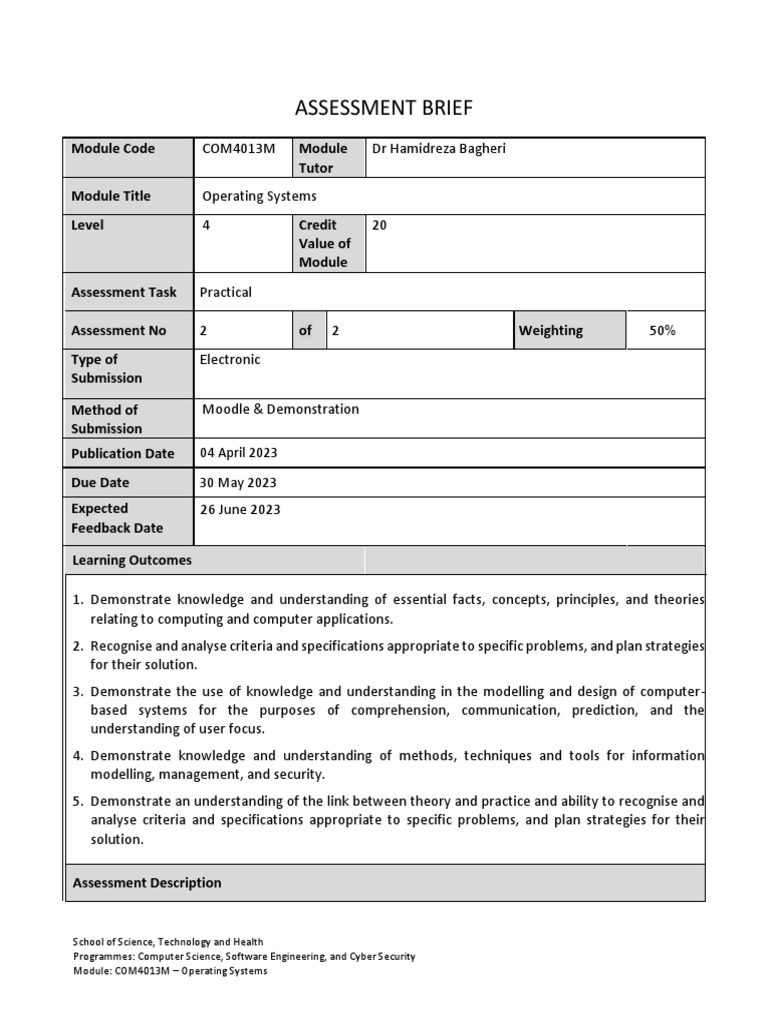 Assessment Brief Part2 Practical | PDF | Operating System | Understanding