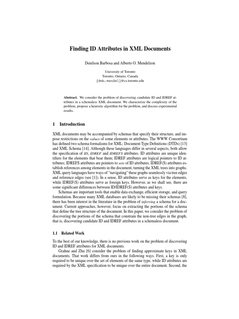Article Finding ID Attributes in XML Documents | PDF Article Finding ID Attributes in XML Documents | PDF