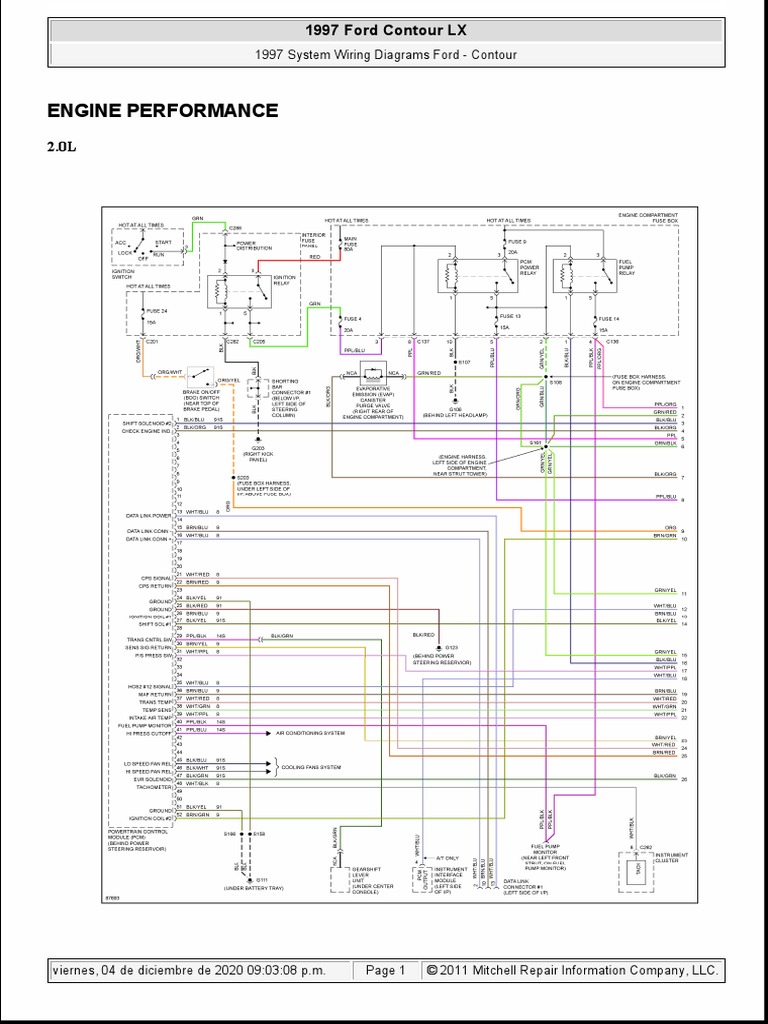 Ford-Contour 1997 en US Diagrama Electrico Motor A2aaa36f1c | PDF ...