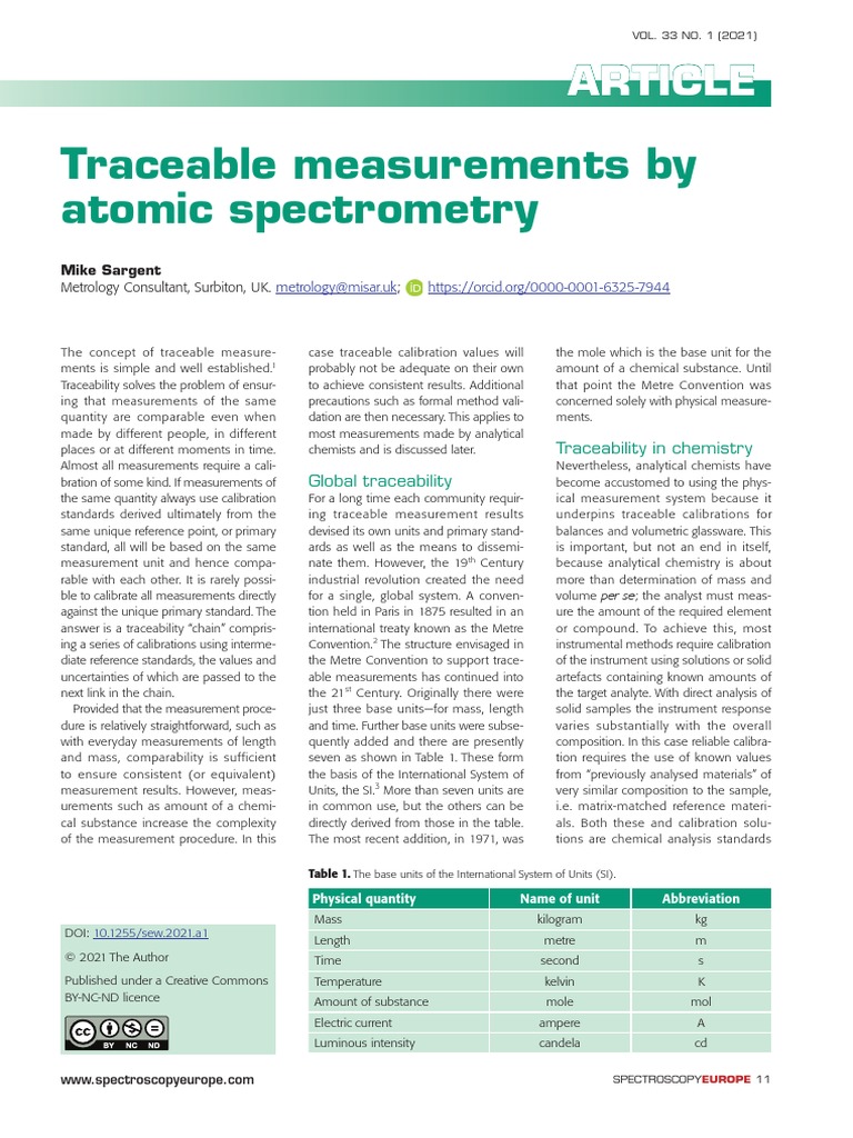 Traceable Measurements by Atomic Spectrometry | PDF | Calibration ...