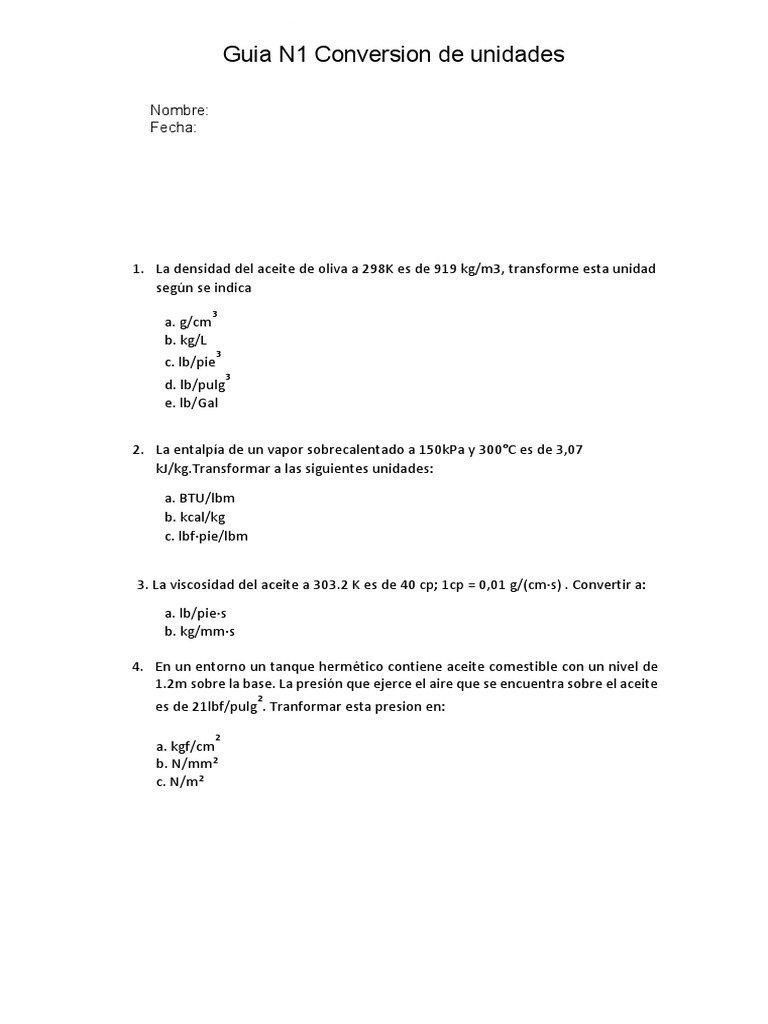 GUIA 1 Transformacion de Unidades | PDF