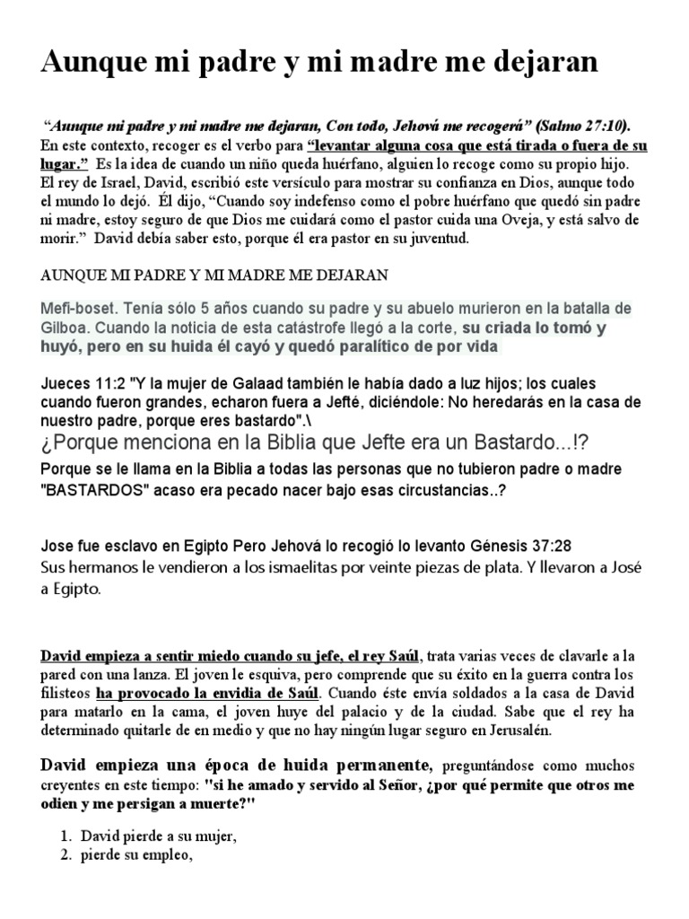 Aunque Mi Padre y Mi Madre Me Dejaran | PDF | Contenido bíblico
